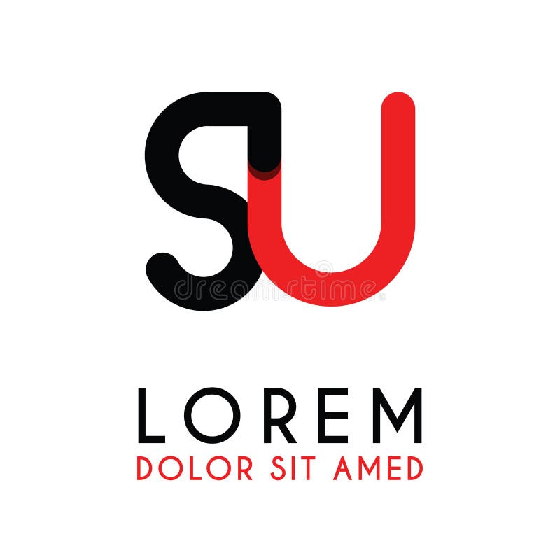 Initial Letter SU with Red Black and Has Rounded Corners Stock Vector ...