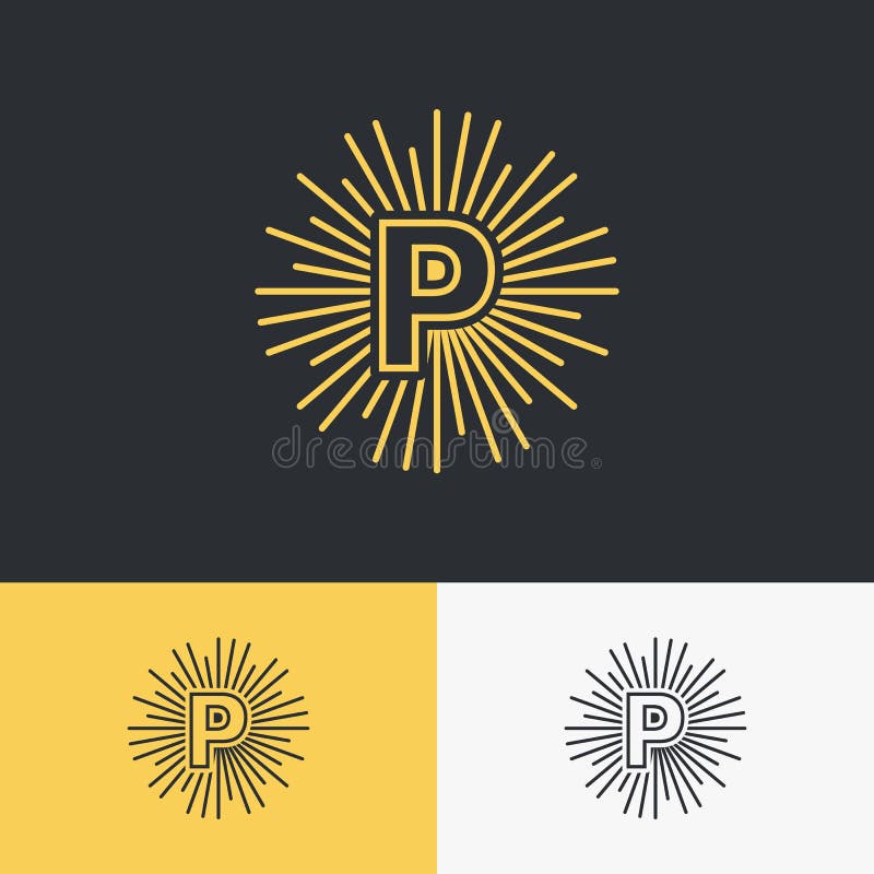 P Initial Letter with Sun Symbol Logo Design. Minimal Vector Graphic ...
