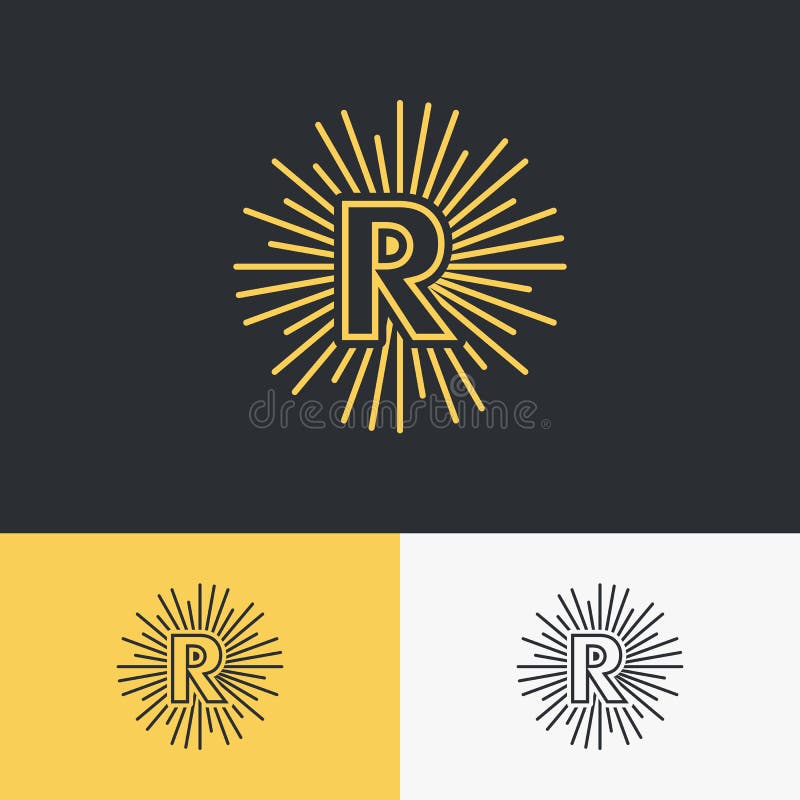R Initial Letter with Sun Symbol Logo Design. Minimal Vector Graphic ...