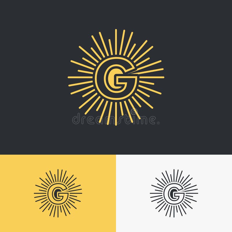 G Initial Letter with Sun Symbol Logo Design. Minimal Vector Graphic ...
