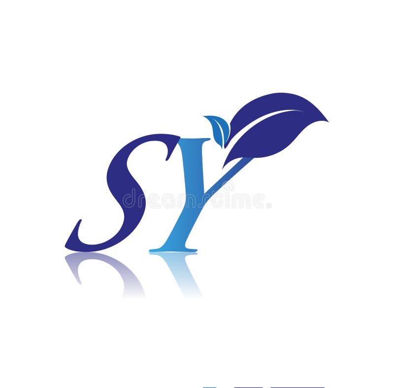 Initial Letter SY with Leaf Logo, Colored Blue Nature and Environment ...
