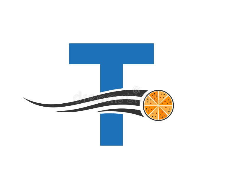 Initial Letter T Cafe Restaurant Logo with Pizza Concept Vector ...