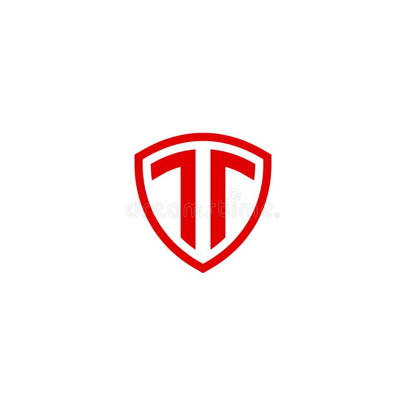 Initial Letter T with Shield Frame Line Element Stock Illustration ...