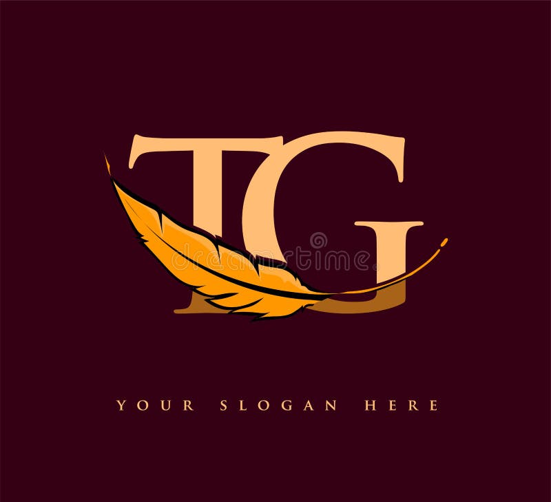 Initial Letter TG Logo with Feather Company Name, Simple and Clean ...