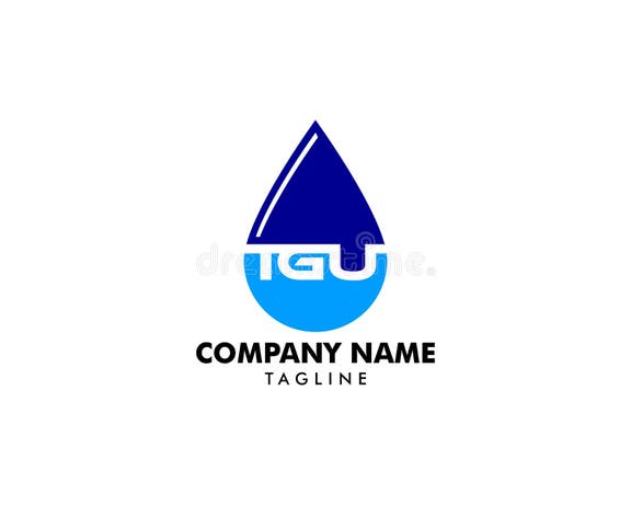 Initial Letter TGU Logo with Drop Water Vector Design Stock Vector ...