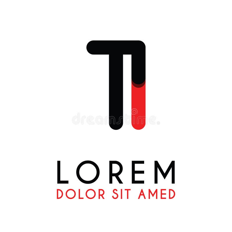 Initial Letter TI with Red Black and Has Rounded Corners Stock Vector ...