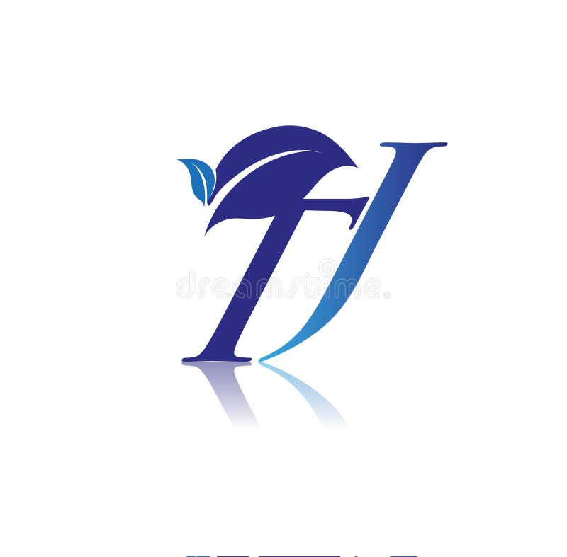 Initial Letter TJ with Leaf Logo, Colored Blue Nature and Environment ...