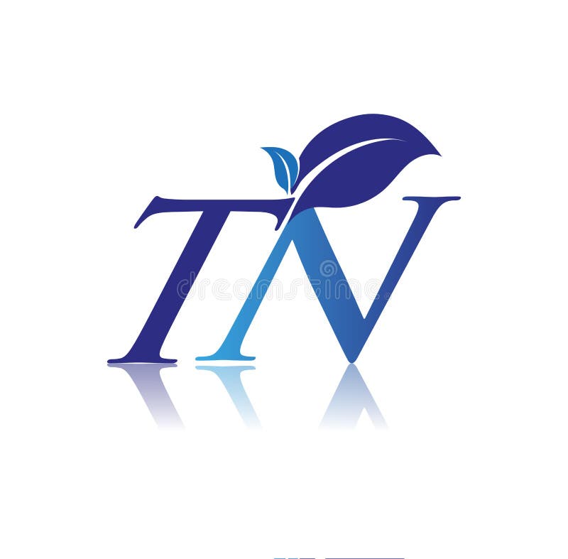 Initial Letter TN with Leaf Logo, Colored Blue Nature and Environment ...