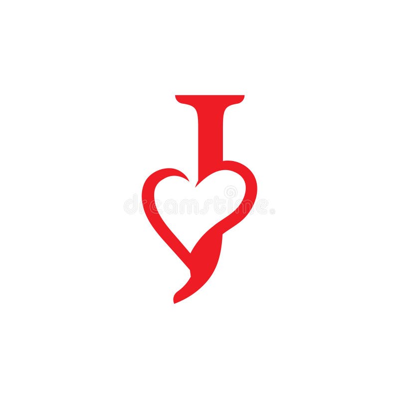 Initial Letter J with Love Valentine Day Red Color Stock Illustration ...