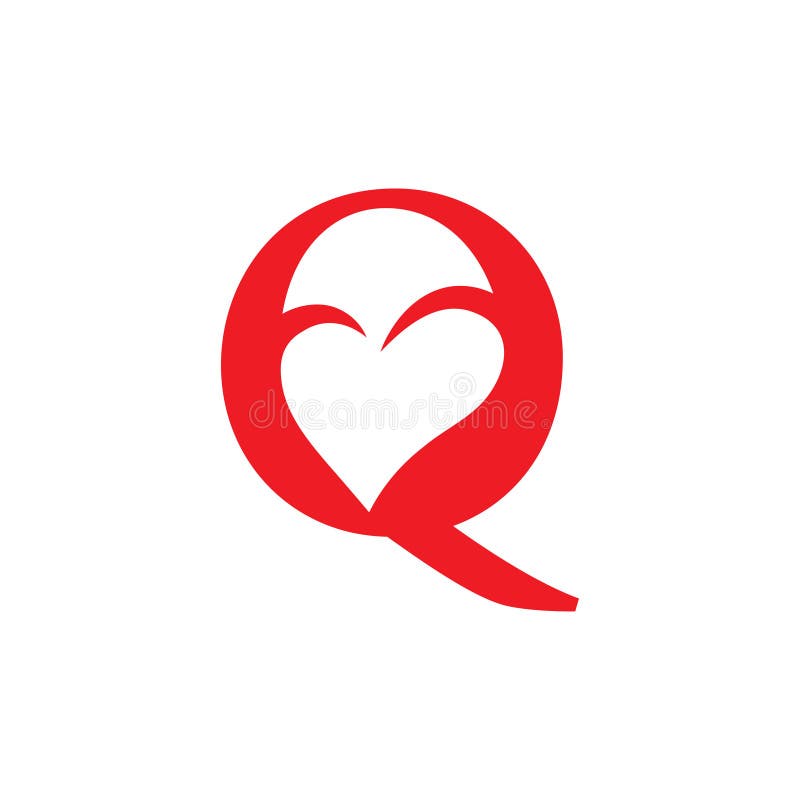 Initial Letter Q with Love Valentine Day Red Color Stock Vector ...