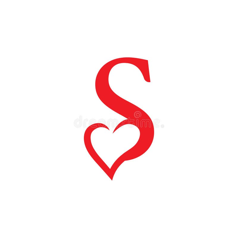 Initial Letter S with Love Valentine Day Red Color Stock Vector ...