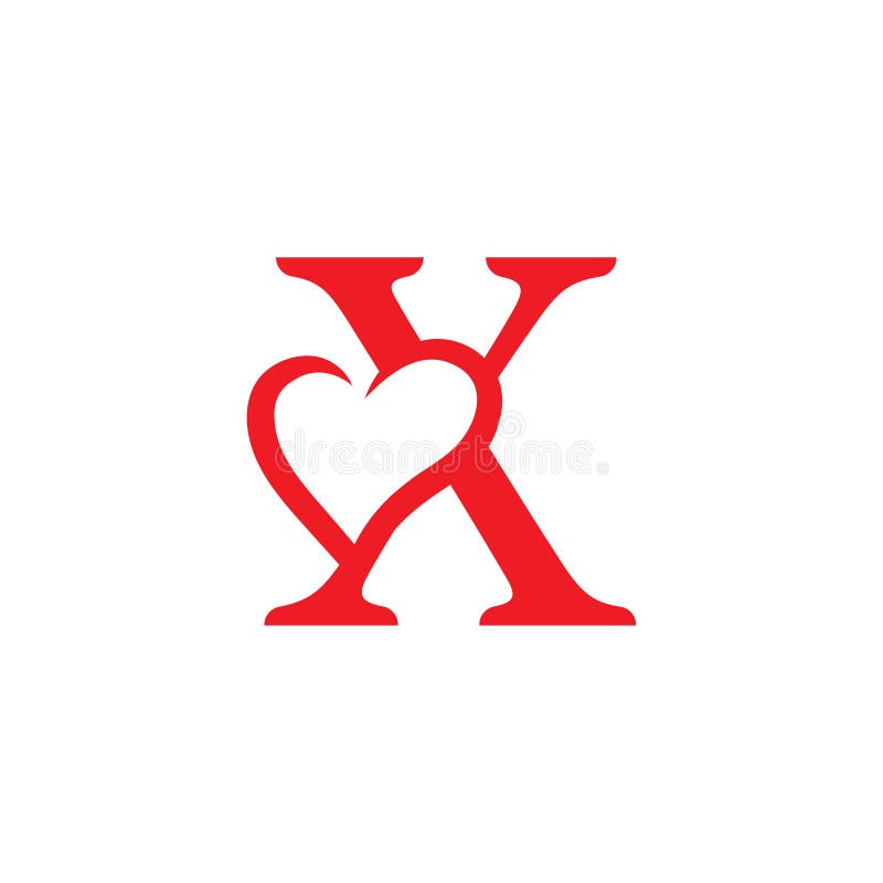 Initial Letter X with Love Valentine Day Red Color Stock Vector ...