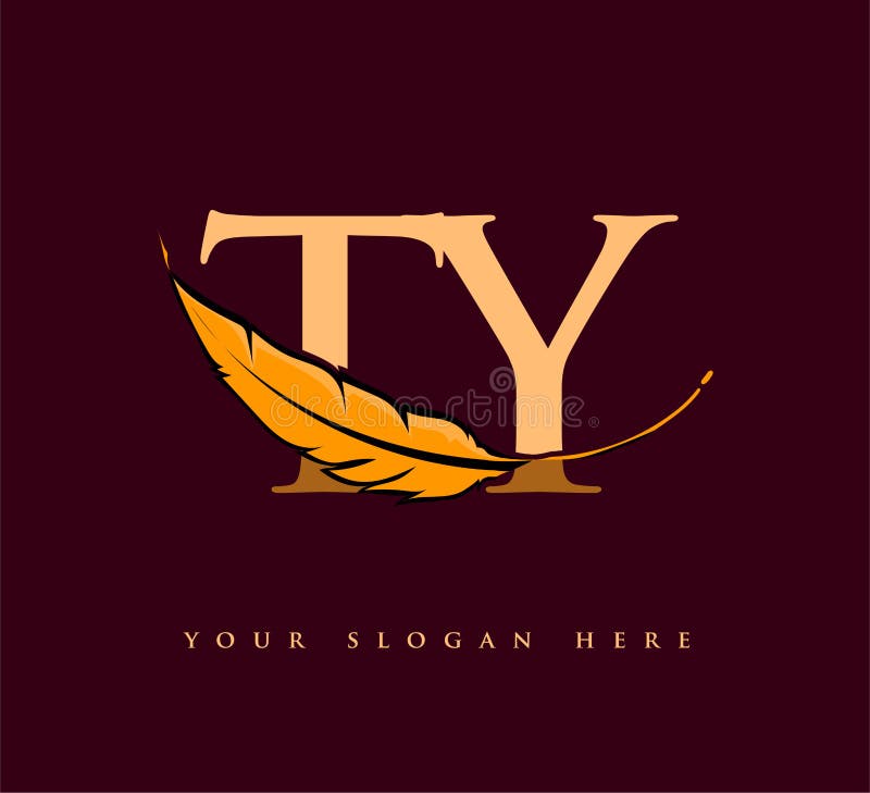 Initial Letter TY Logo with Feather Company Name, Simple and Clean ...