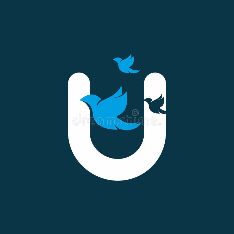 U Letter Wings Logo Design Black Bird Fly Wing Icon Stock Illustrations ...