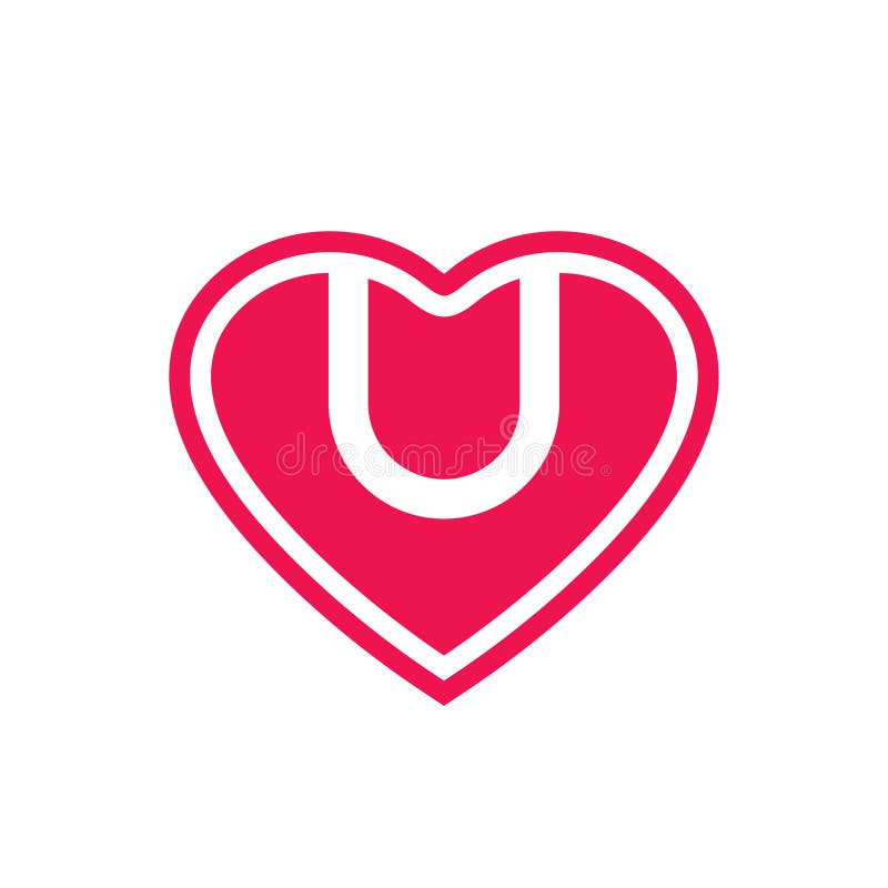 Initial Letter U Heart Logo Design Template Vector Stock Vector ...