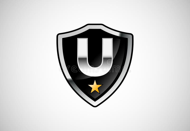 Initial Letter U with Shield Icon Logo Design Vector Illustration ...