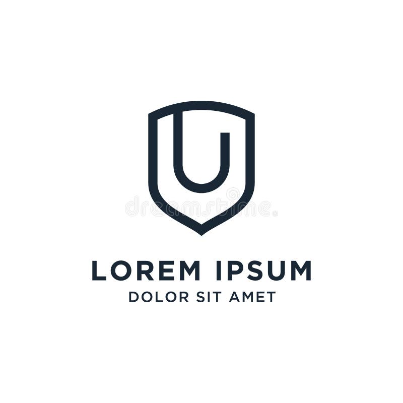 Initial Letter U with Shield Logo Vector Design Template Stock Vector ...