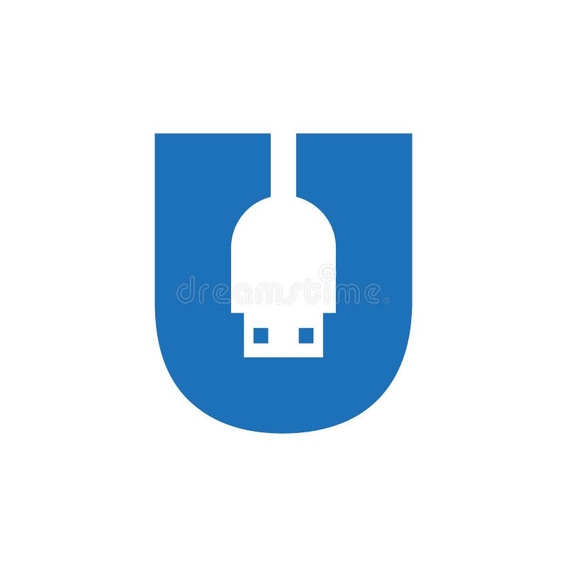 Initial Letter U USB Symbol Design. Computer Connection USB Cable Icon ...