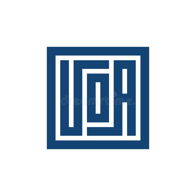 Initial Letter UOA Logo Design, Square Shape Typography Logo Stock ...