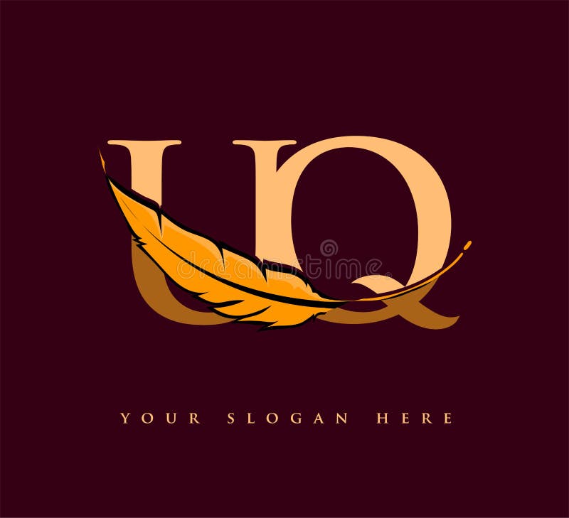 Initial Letter UQ Logo with Feather Company Name, Simple and Clean ...