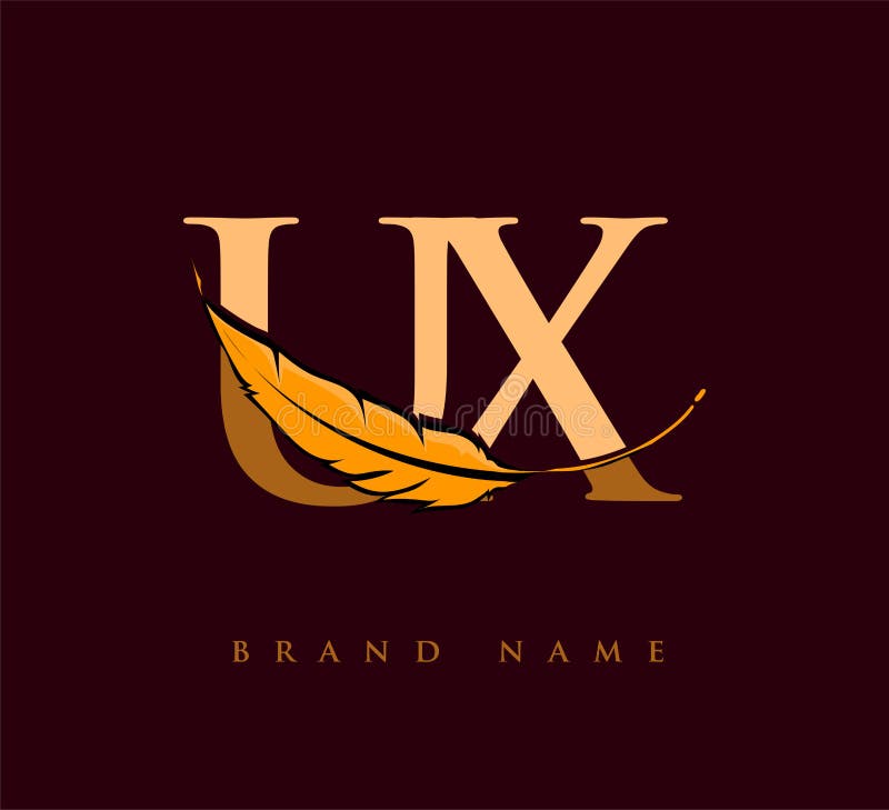 Initial Letter UX Logo with Feather Company Name, Simple and Clean ...