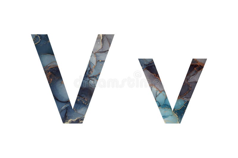 Initial Letter V with Abstract Hand-painted Alcohol Ink Texture Stock ...