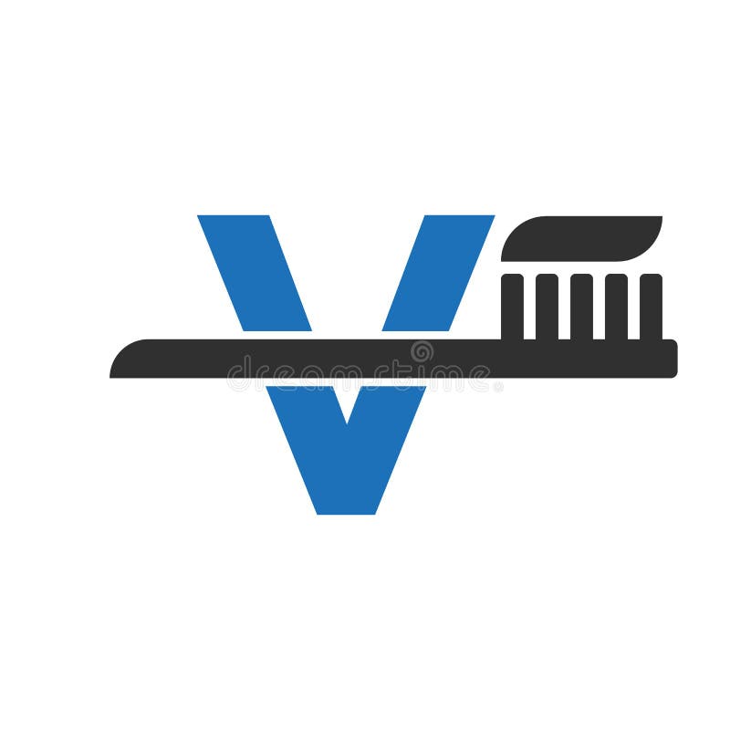 Initial Letter V Dental Logo Combine with Tooth Brush Symbol Template ...
