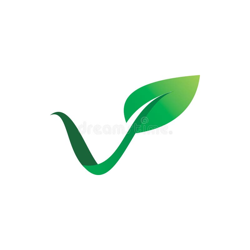 Initial Letter V Green Nature Leaf Logo Design Stock Illustration ...