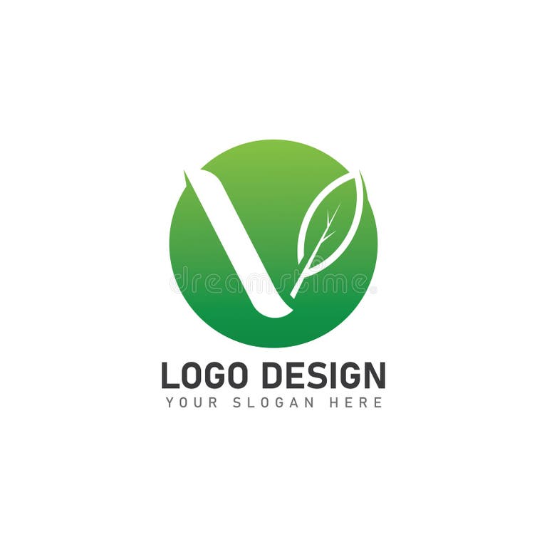 Initial Letter V with Leaf Logo Design Vector Icon Stock Vector ...