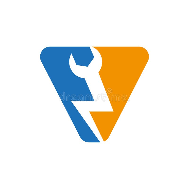 Initial Letter V Repair Wrench and Volt Power Logo Design for Repair ...