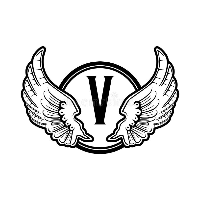 Initial Letter V Wing Round Badge Logo Design, Isolated on White ...