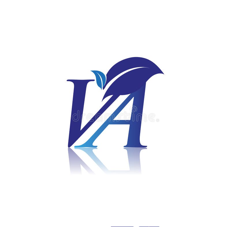 Initial Letter VA with Leaf Logo, Colored Blue Nature and Environment ...