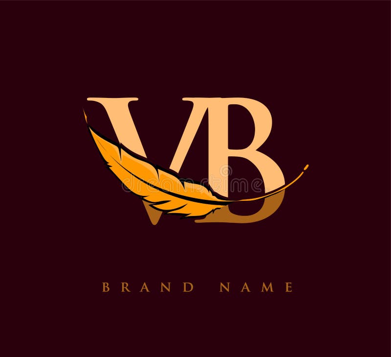 Initial Letter VB Logo with Feather Company Name, Simple and Clean ...