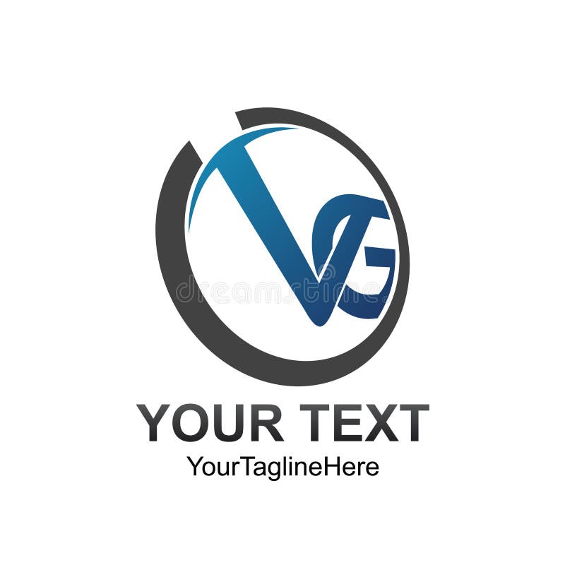 Initial Letter VG Logo Template Colored Grey Blue Circle Design Stock ...