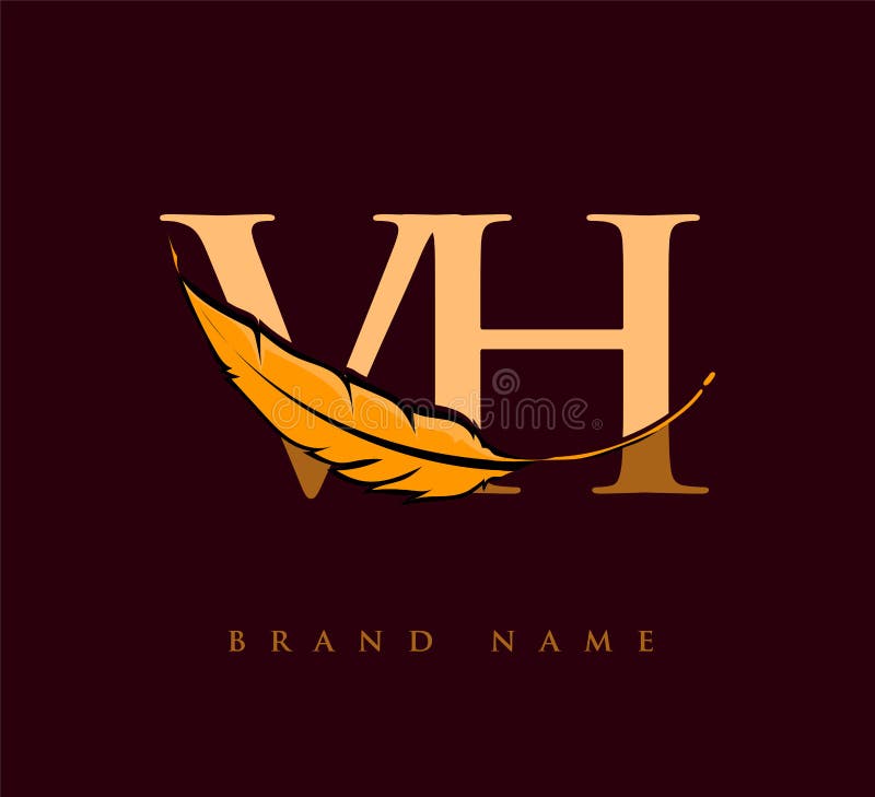 Initial Letter VH Logo with Feather Company Name, Simple and Clean ...