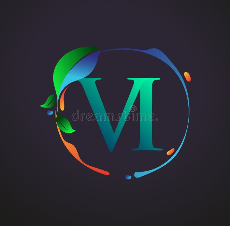 Initial Letter VI with Nature Elements Logo, Colorful Nature and ...
