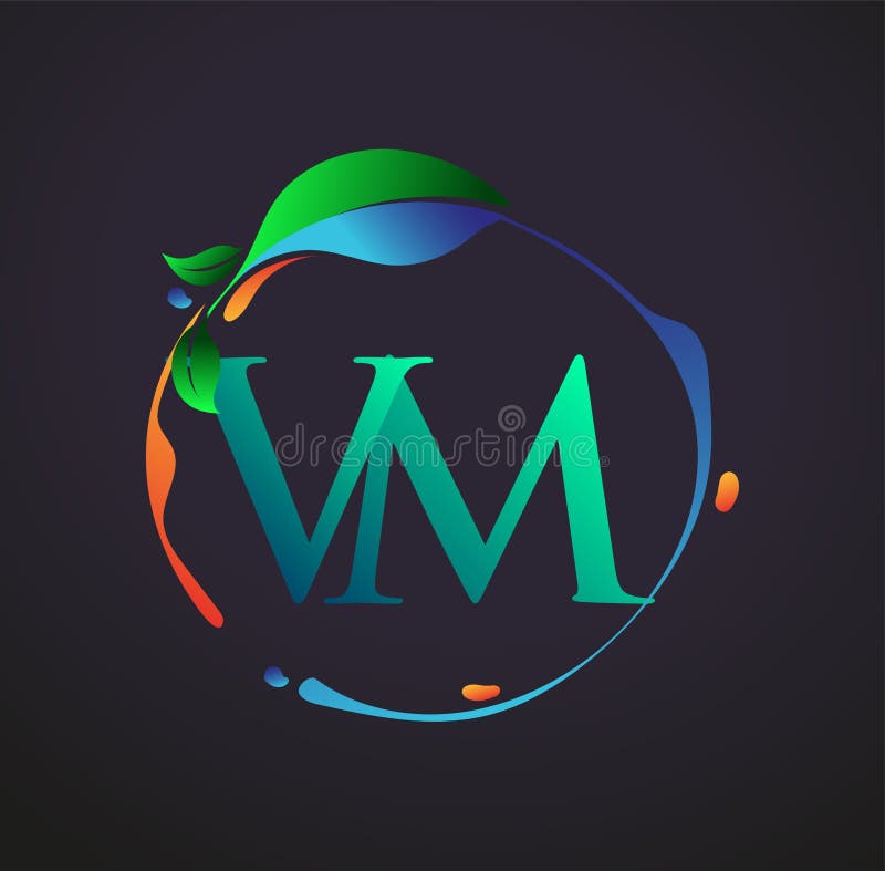 Initial Letter VM with Nature Elements Logo, Colorful Nature and ...