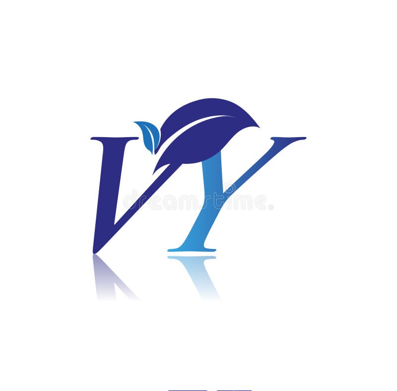 Initial Letter VY with Leaf Logo, Colored Blue Nature and Environment ...