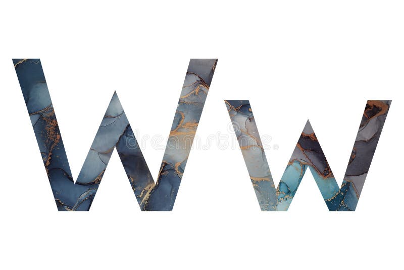 Initial Letter W with Abstract Hand-painted Alcohol Ink Texture Stock ...