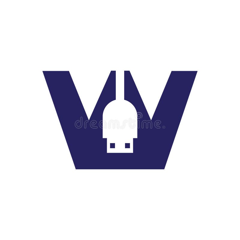 Initial Letter W USB Symbol Design. Computer Connection USB Cable Icon ...