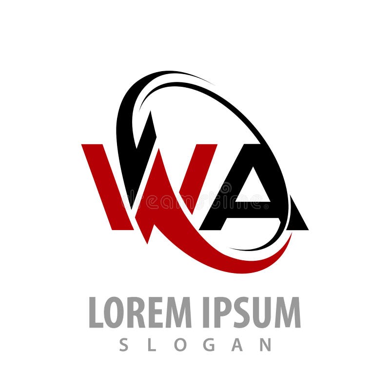 Initial Letter WA with Rotate Thunderbolt Logo Concept Design. Black ...