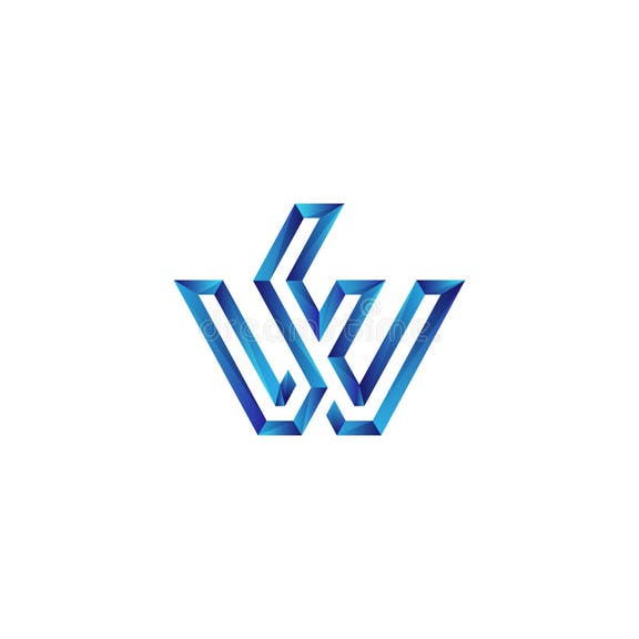 Initial Letter WF Simple Modern Logo Vector Blue Gradient Color Stock ...