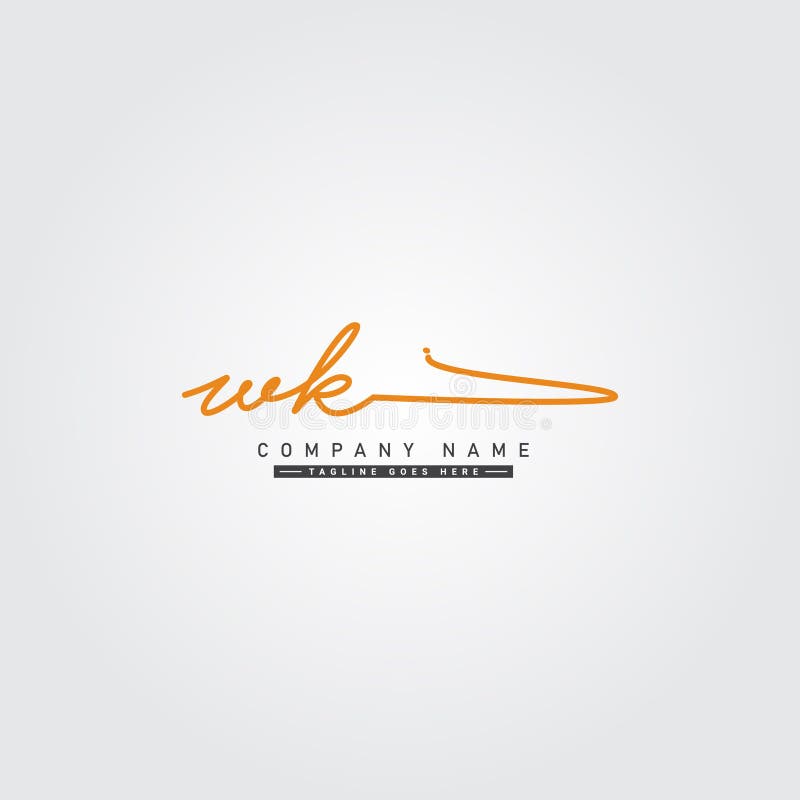Initial Letter WK Logo - Handwritten Signature Logo Stock Vector ...