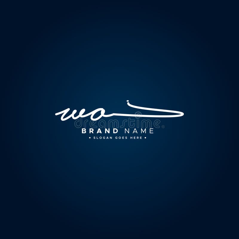 Initial Letter WO Logo - Handwritten Signature Style Logo Stock Vector ...