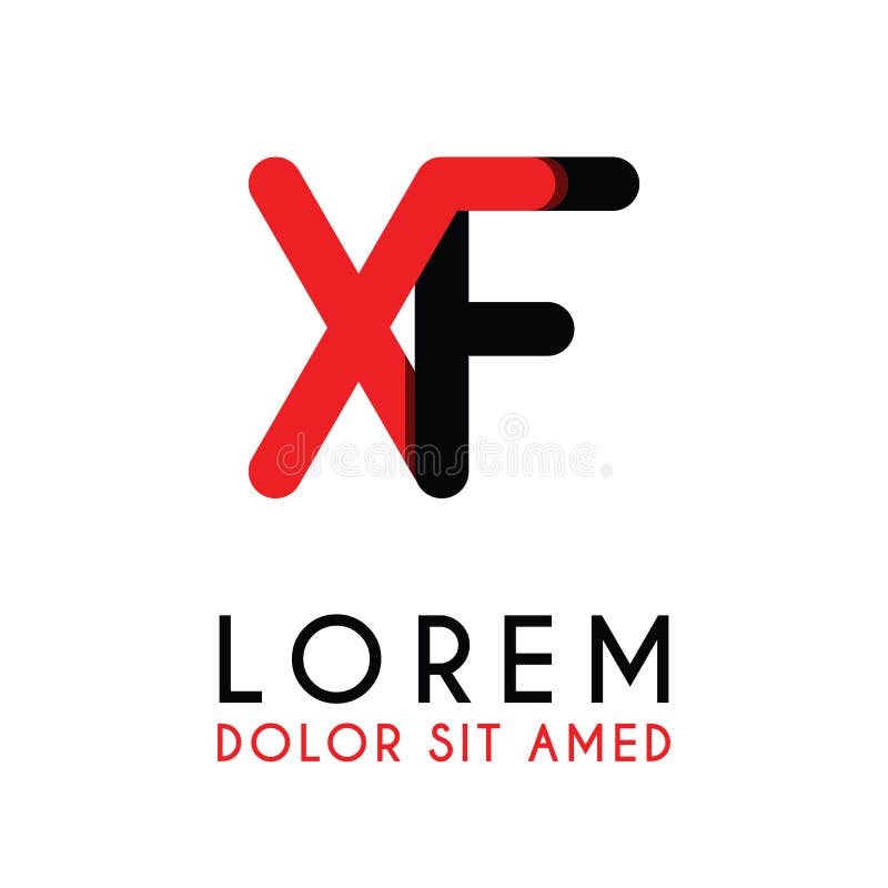 Initial Letter XF with Red Black and Has Rounded Corners Stock Vector ...