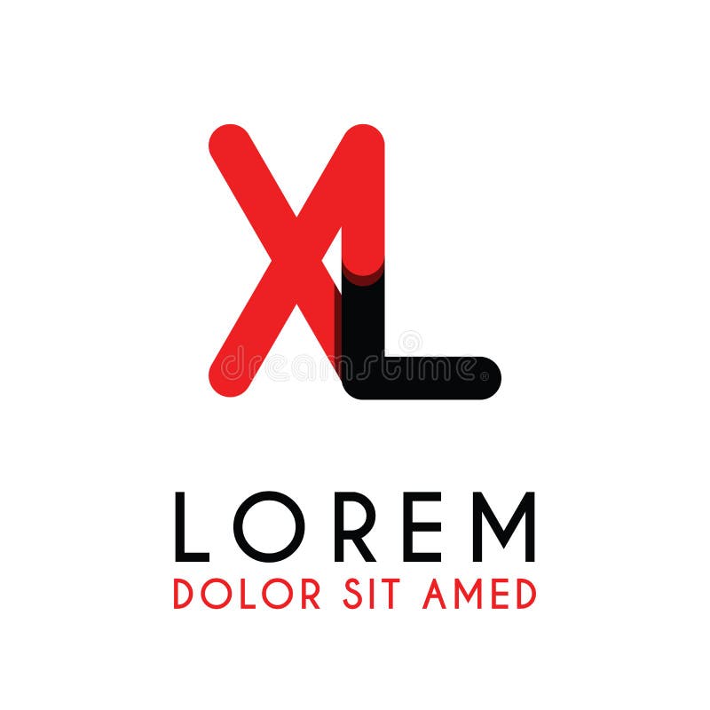 Initial Letter XL with Red Black and Has Rounded Corners Stock Vector ...