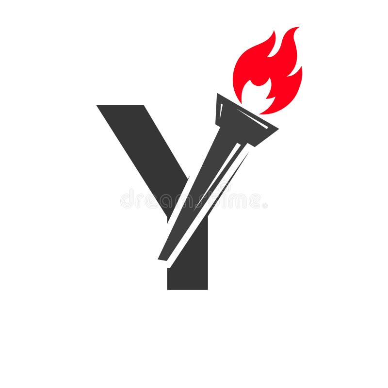 Initial Letter Y Fire Torch Concept with Fire and Torch Icon Vector ...