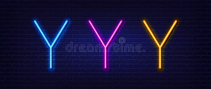 Initial Letter Y Icon. Line Typography Character Sign. Neon Light Line ...