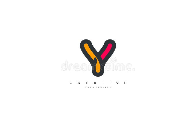 Initial Letter Y Linear Outline Logogram Multicolor Stock Illustration ...