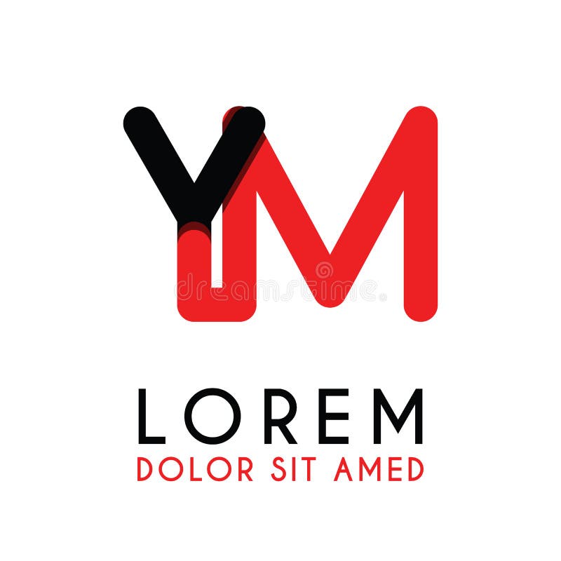 Initial Letter YM with Red Black and Has Rounded Corners Stock Vector ...